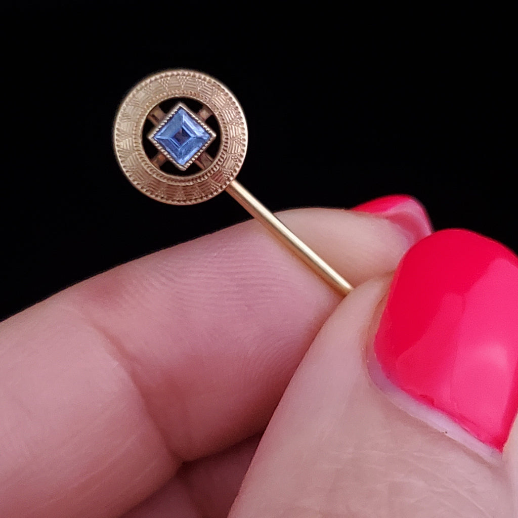 The Biddeford - Antique Kashmir Blue Sapphire 14k Gold Stick Pin ...